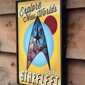 Distressed Wooden Sign STARFLEET Explore New Worlds' Original Creation ...