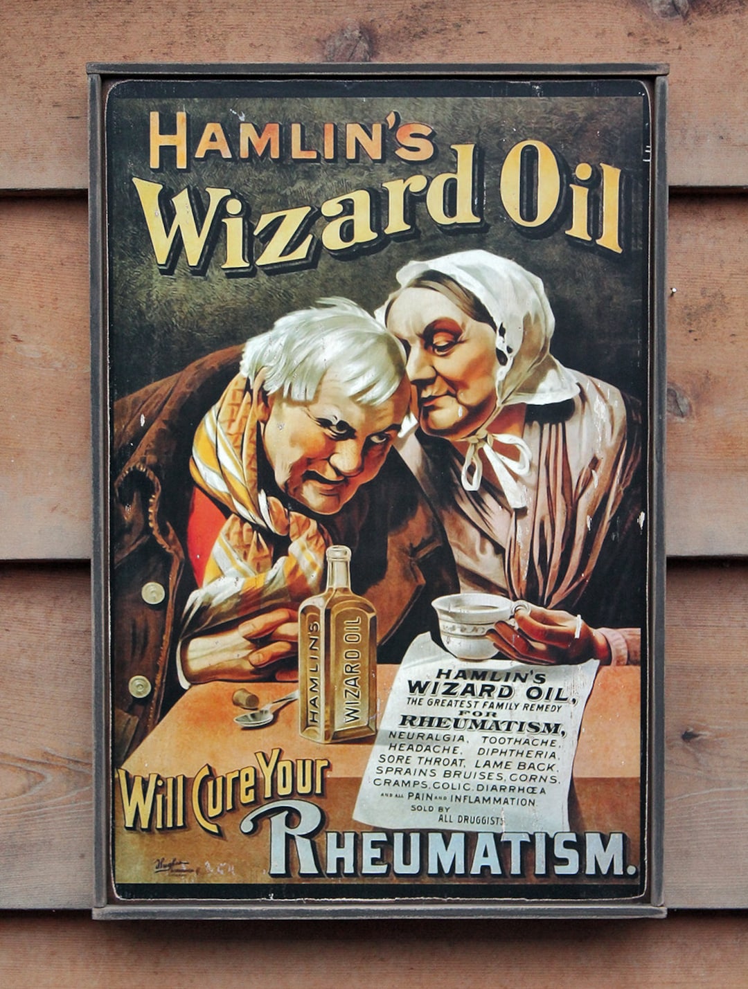 Distressed Wooden Sign 'hamlin's Wizard Oil' Reproduction- U.S. Duty ...