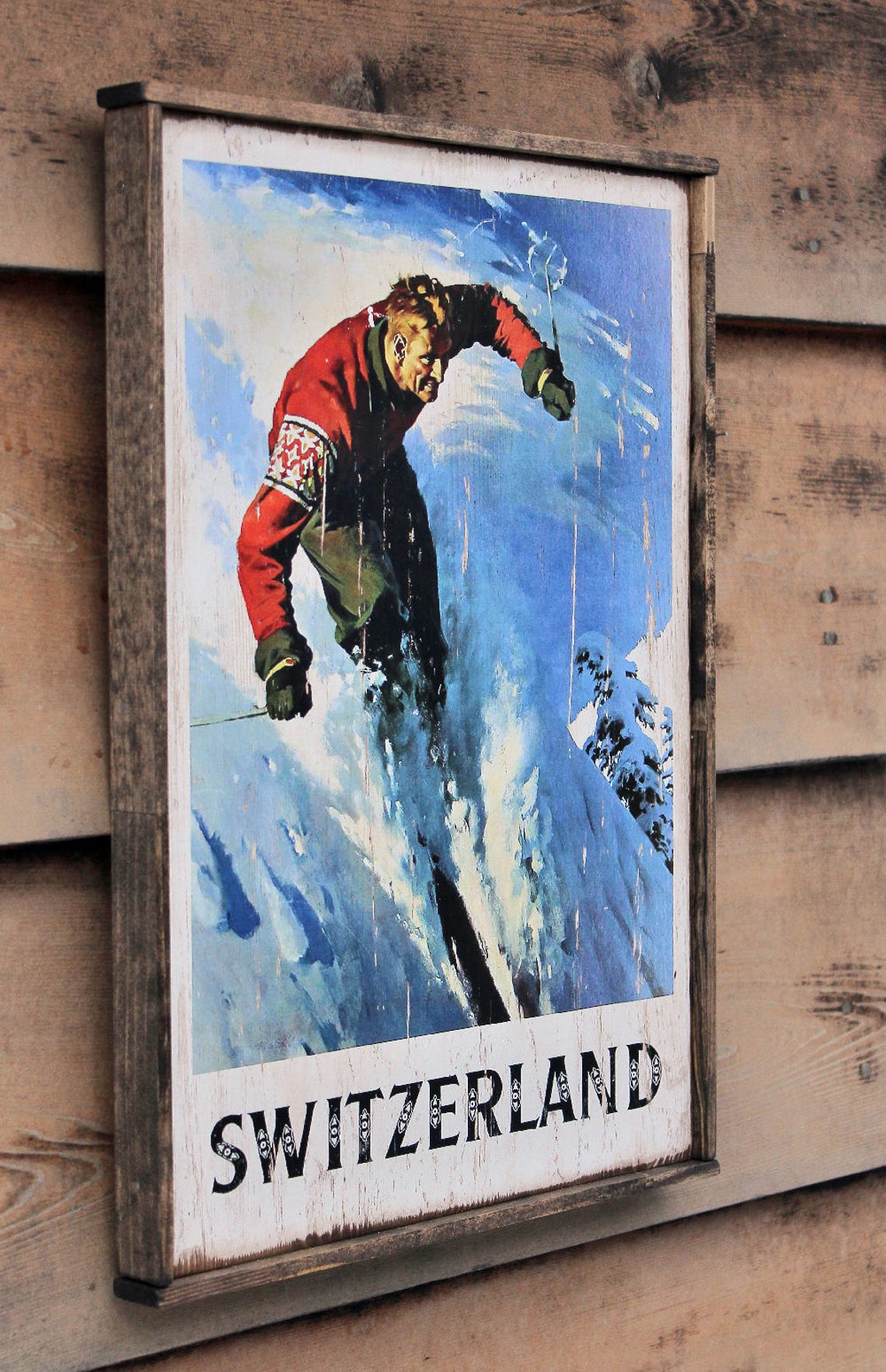 Vintage Wooden Sign 'ski Switzerland' Reproduction - Etsy
