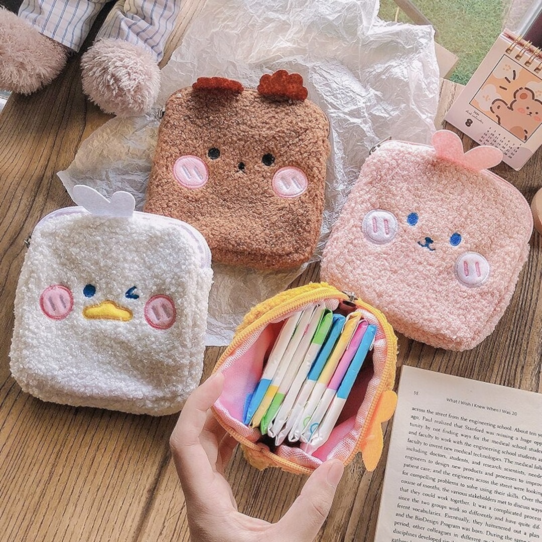 Kawaii Cute Fluffy Soft Cute Square Coin Zipper Pouch Pad - Etsy