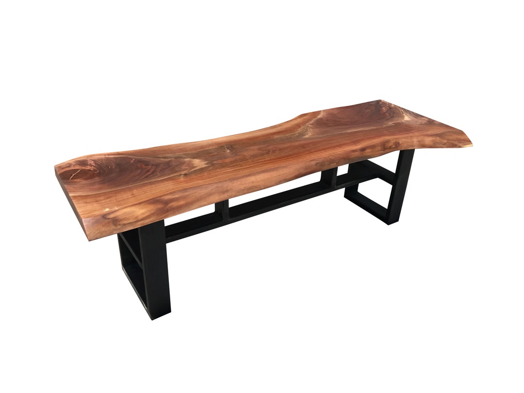 Walnut Bench, Live Edge Black Walnut Slab Bench, Walnut Bench, Live ...