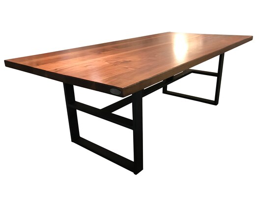 Straight Edge Black Walnut Dining Table With a Stylish Black - Etsy