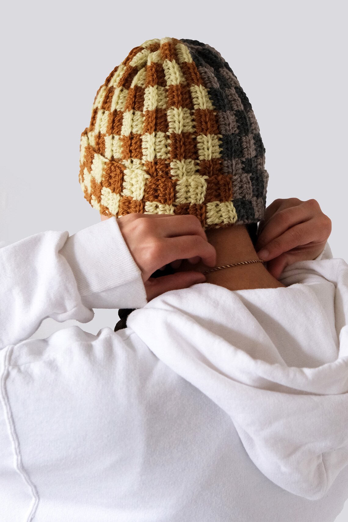 CROCHET PATTERN Checkered Beanie Crochet Pattern, Checkerboard Ribbed ...