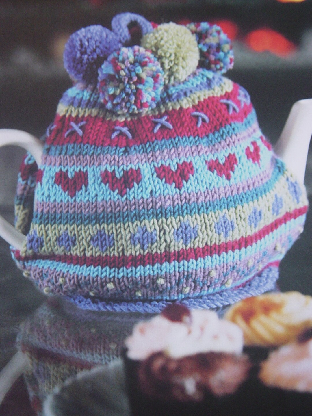 Funky Tea Cosy Fair Isle Style With Pom Pons - Etsy
