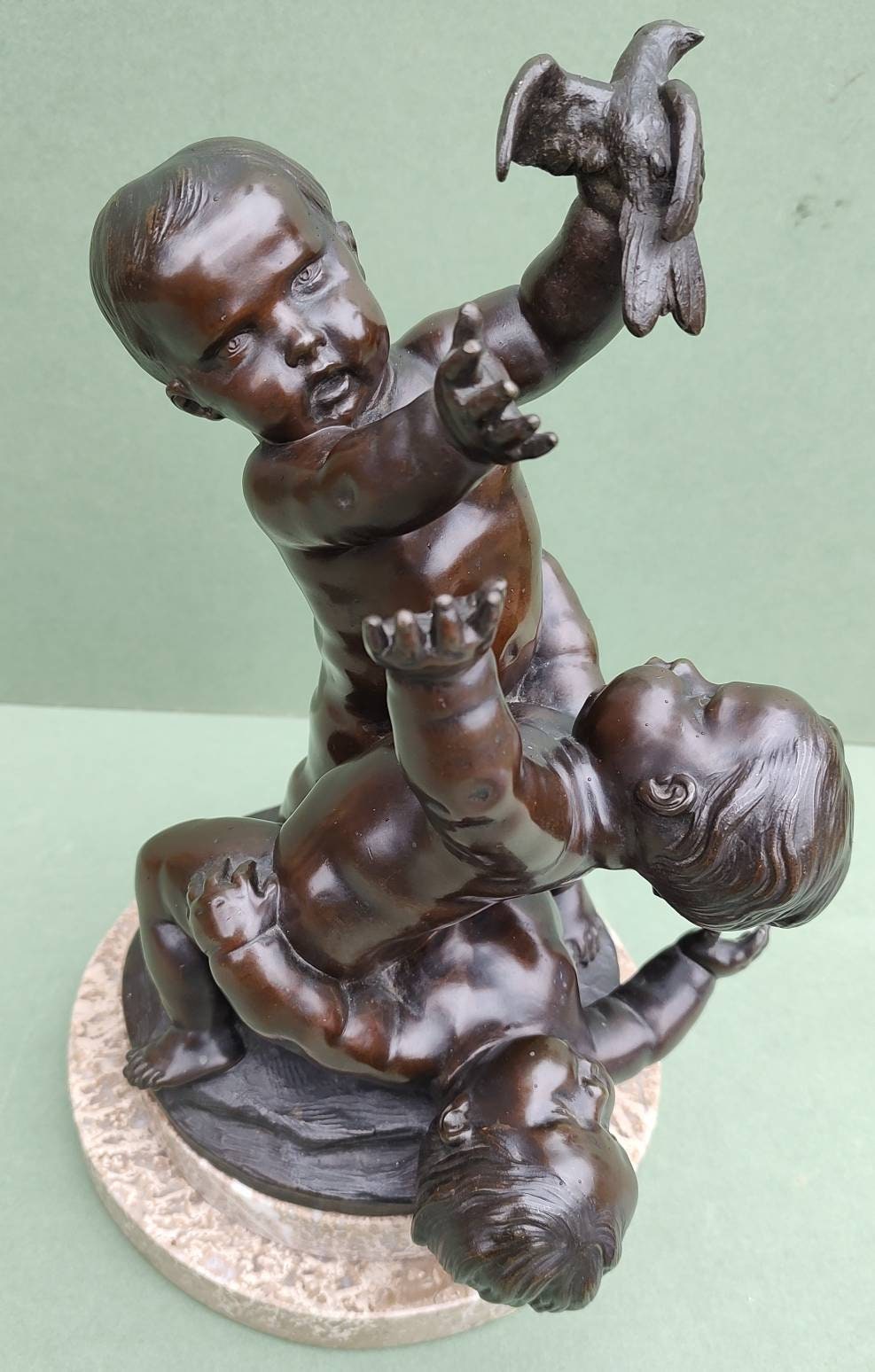 Antique French Cast Heavy Bronze Sculpture of Three Cherubs - Putti ...