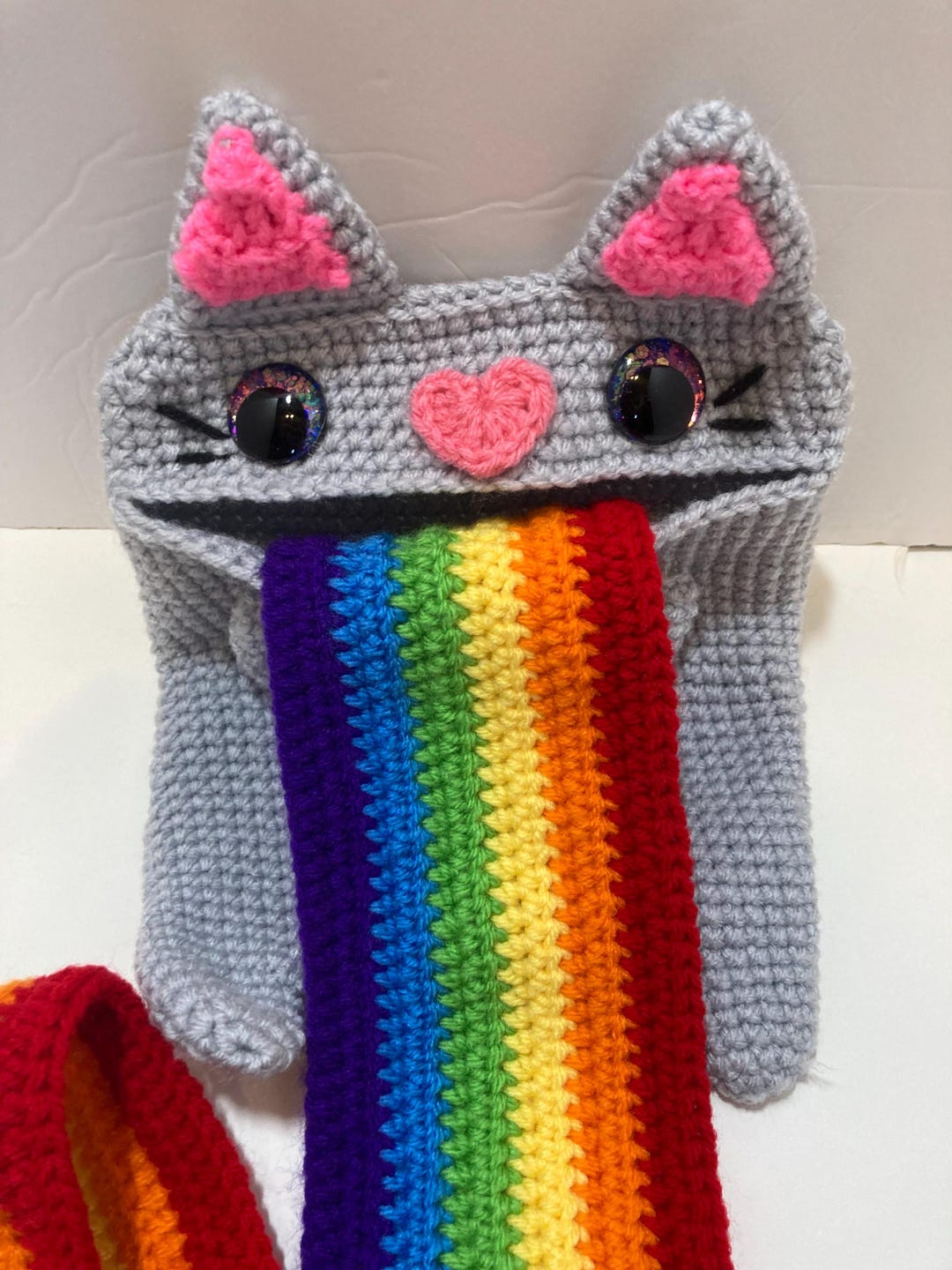 Crochet Kitty Rainbow Barf Scarf - Etsy