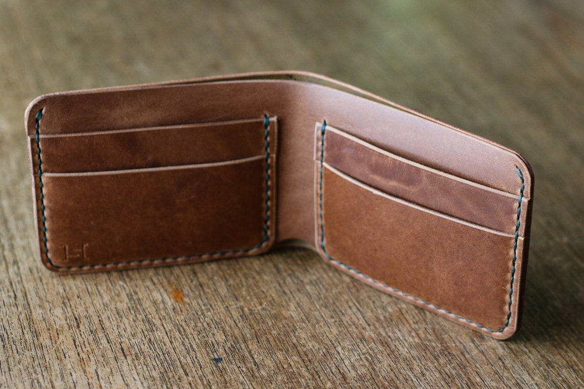 Horween Shell Cordovan Traditional Leather Bifold Wallet dark | Etsy