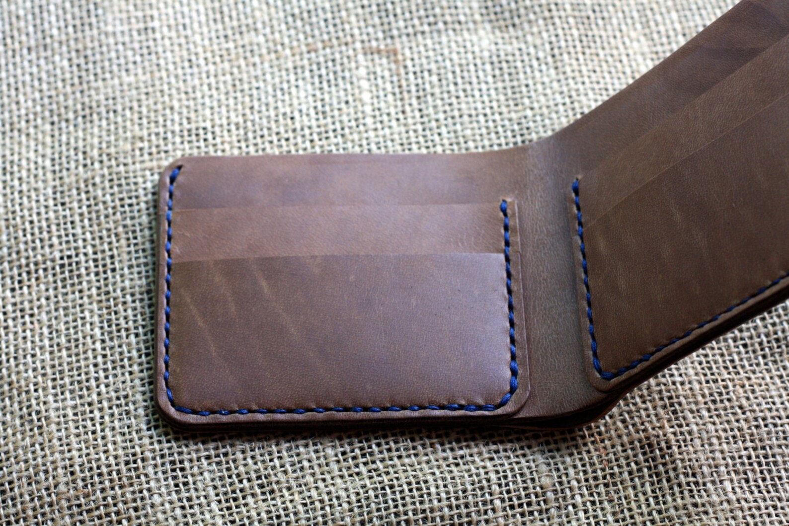 Horween Shell Cordovan Traditional Leather Bifold Wallet navy | Etsy