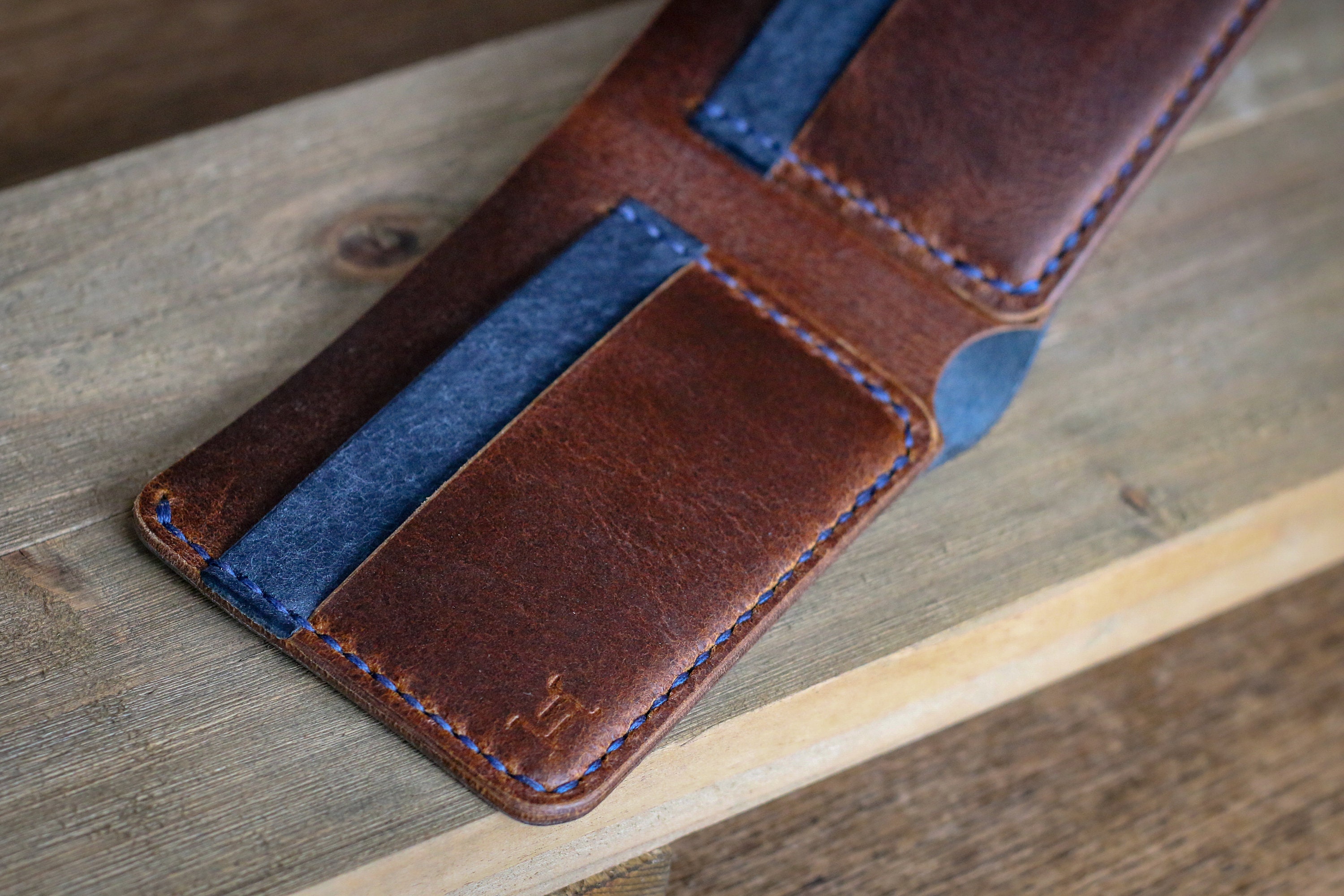 Traditional Leather Bifold Wallet Badalassi Carlo Navy | Etsy