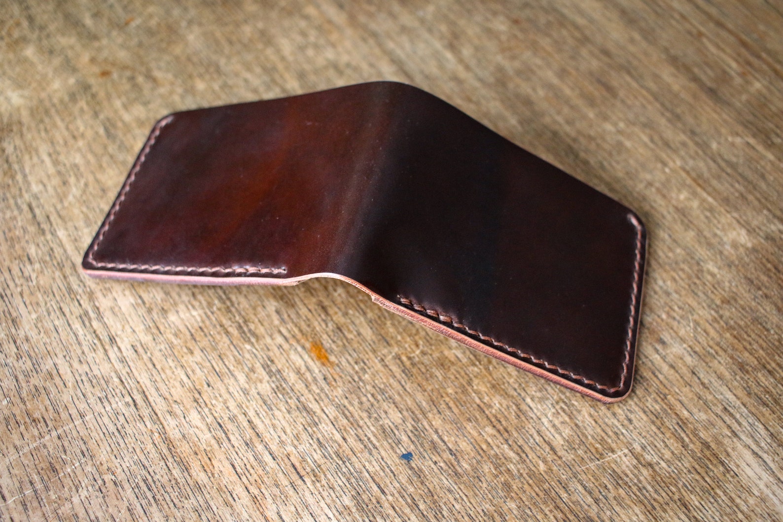 Horween Shell Cordovan Traditional Leather Bifold Wallet armagnac - Etsy