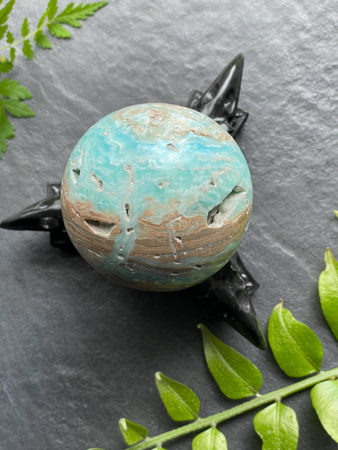 Blue Aragonite Sphere, Calming Meditation Stone, Rocks and Minerals ...
