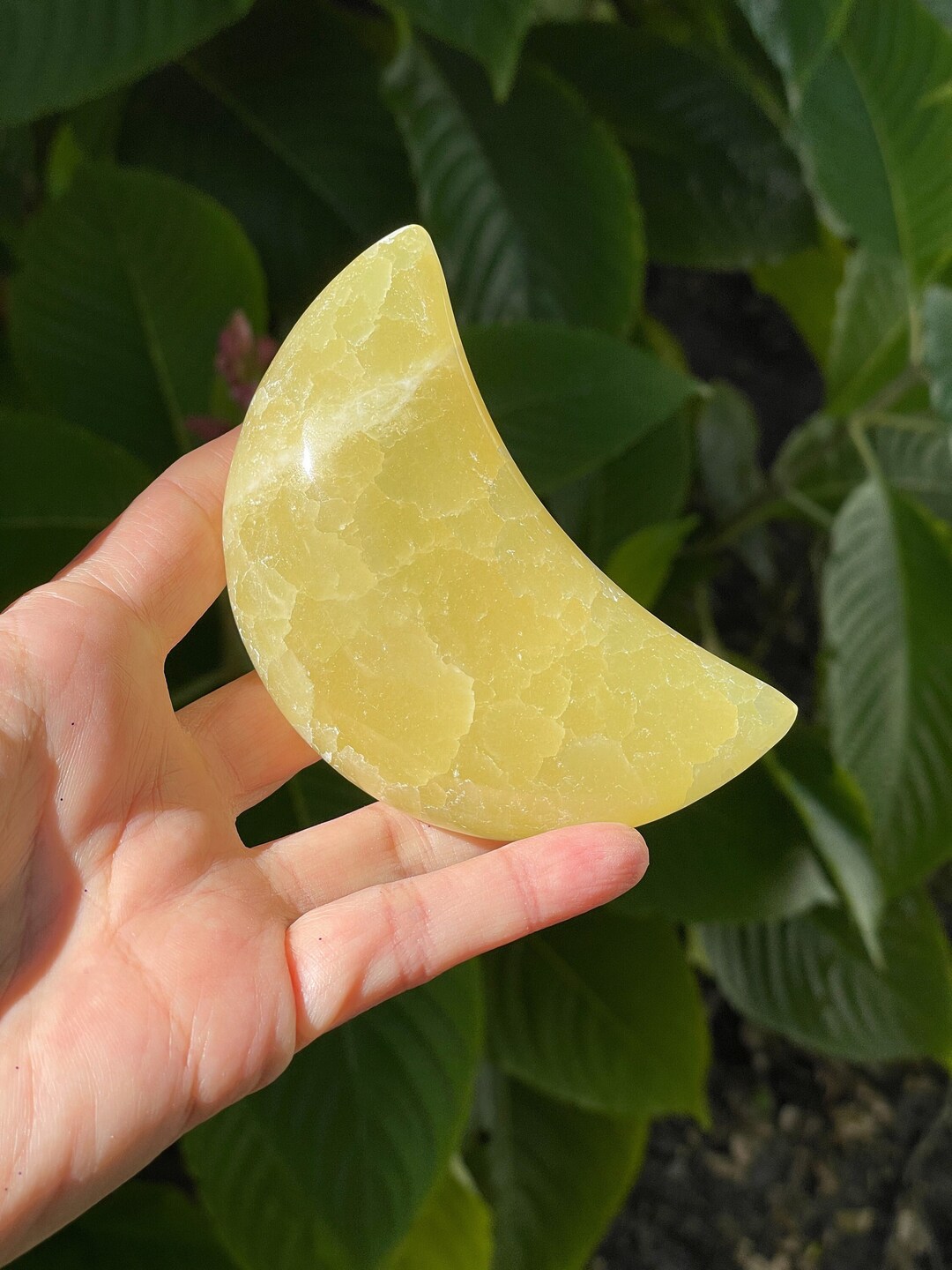 Lemon Calcite, Lemon Calcite Moon, Calcite Moon, Moon Crystal, Crescent ...