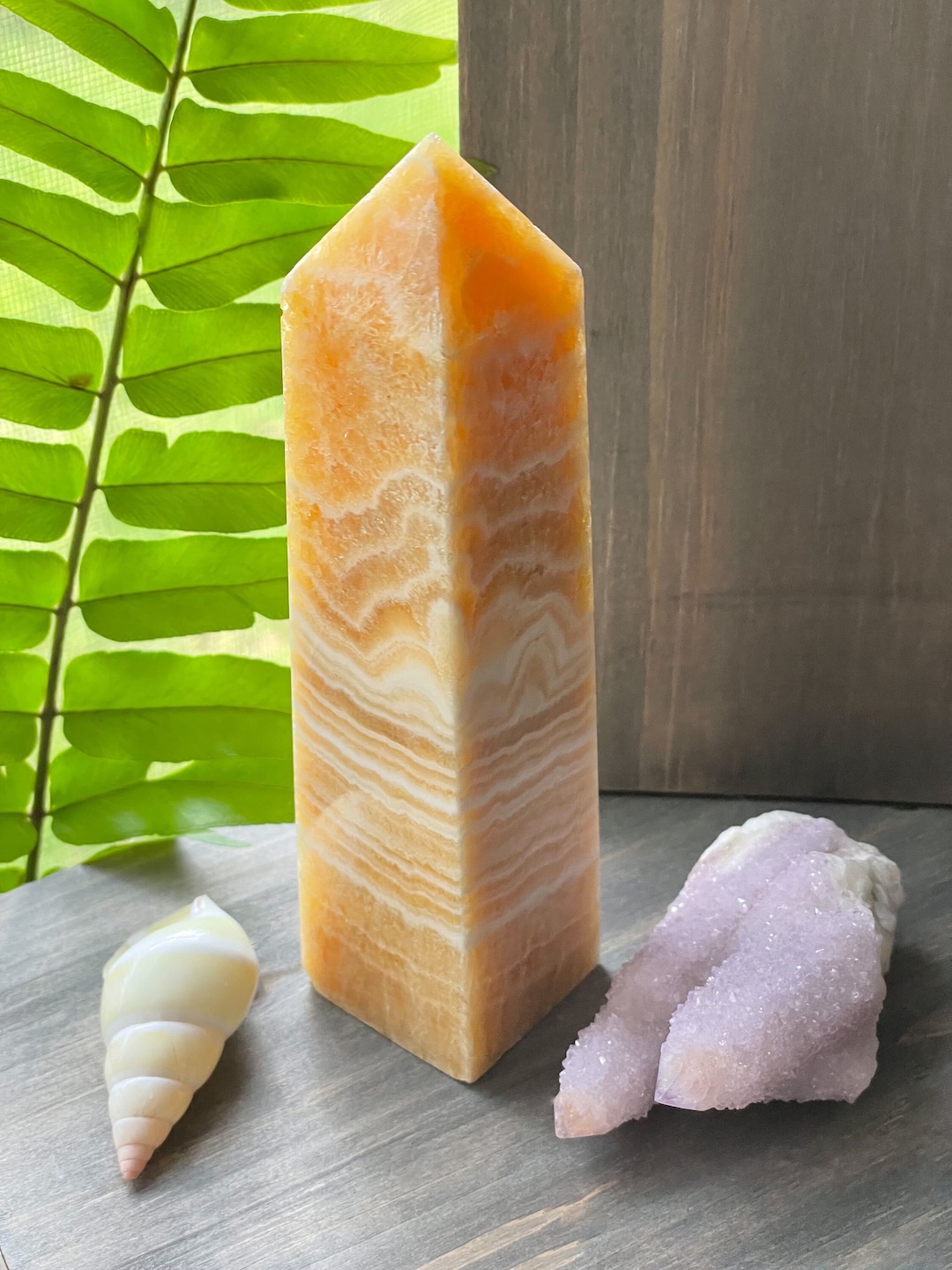 Orange Calcite Towers - Banded Orange Calcite - Yellow Orange Stones ...