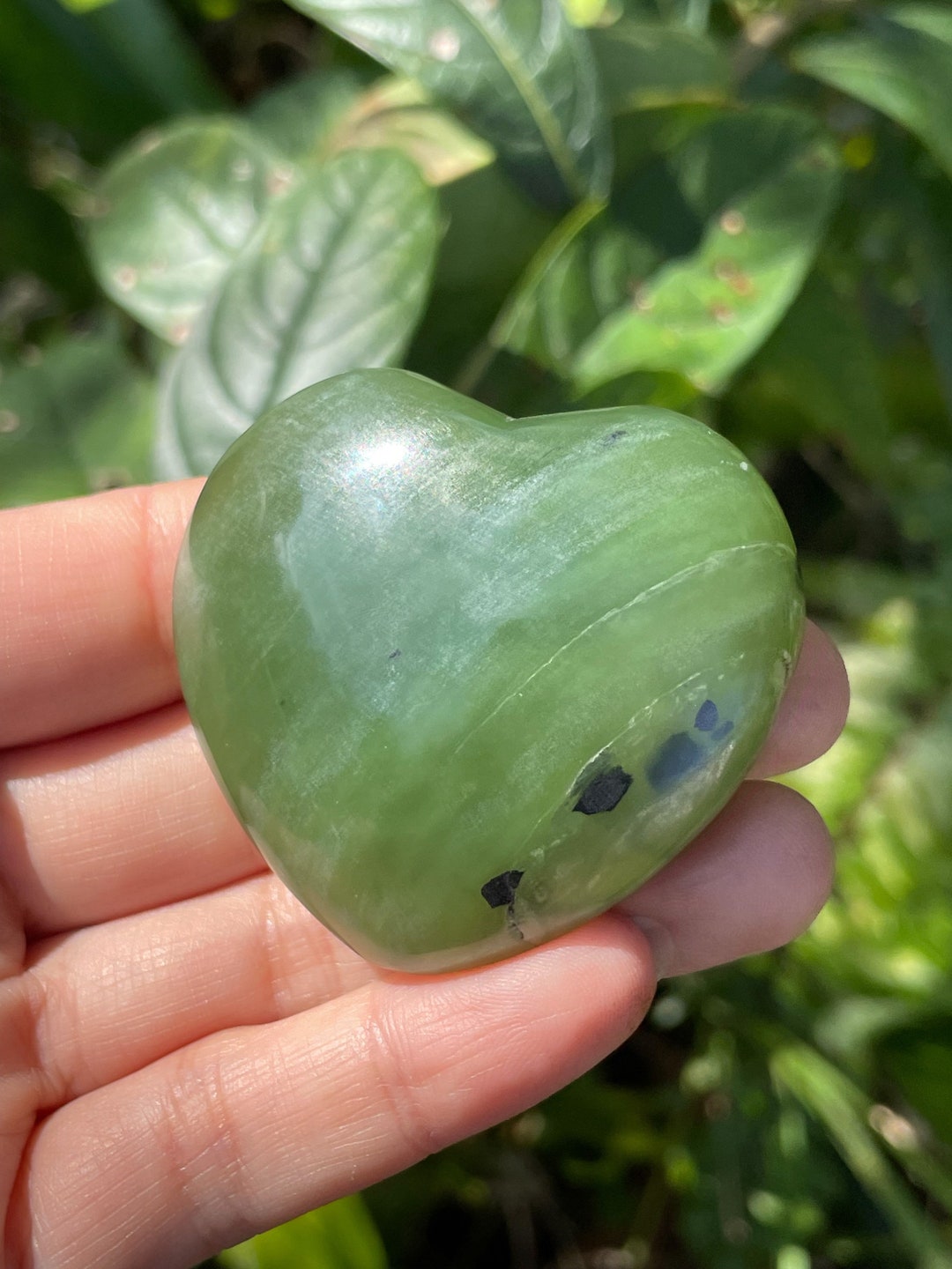 Serpentine Heart, Serpentine Pyrite, Heart Crystal, Gift Ready, Olive ...