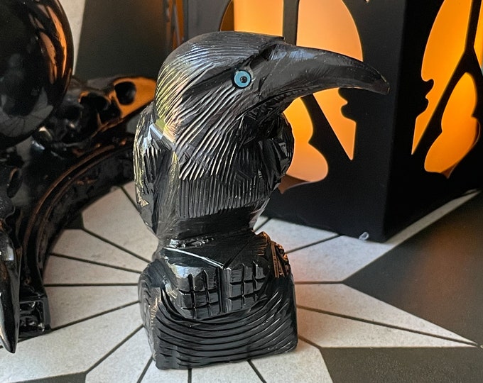 Black Onyx Raven, Carved Spirit Animal Stone Gift - Etsy