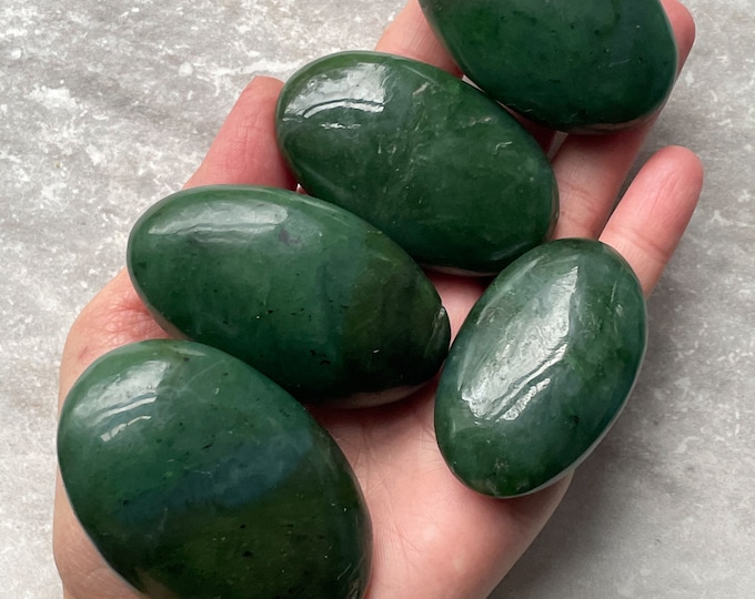 Jade Palm Stone, Nephrite Jade, Green Jade Stone, Meditation Stone ...
