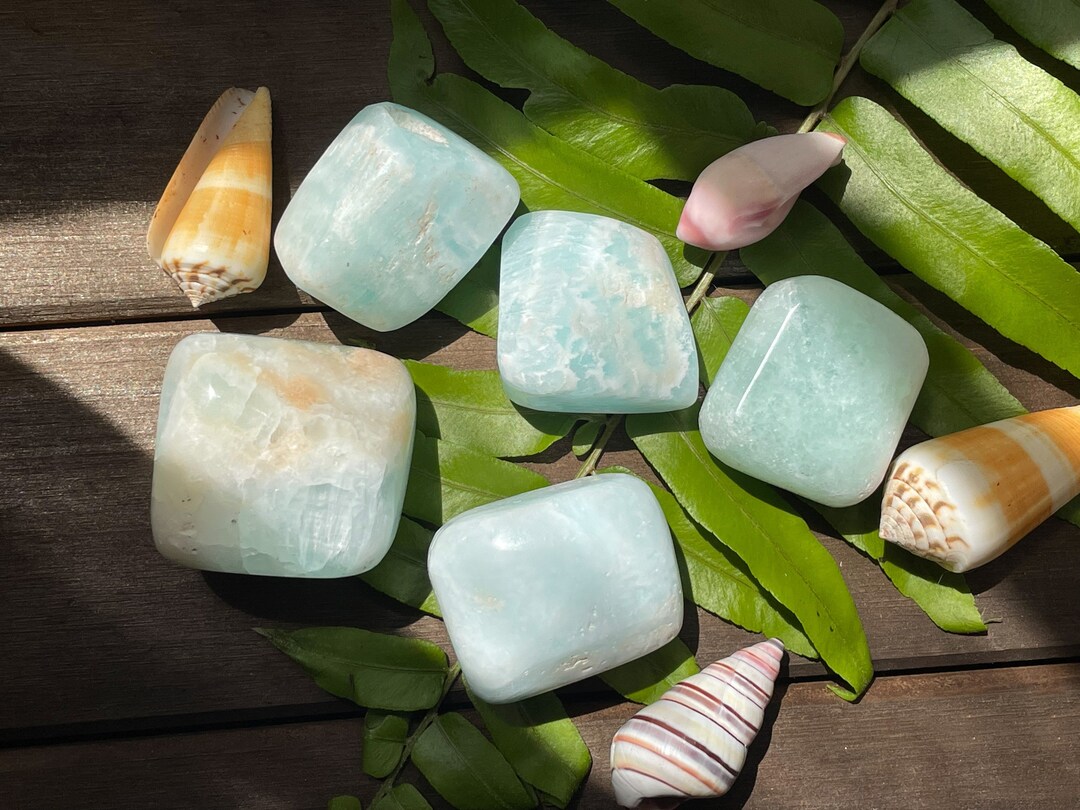 Caribbean Calcite Tumbled Stone: Calming Blue Calcite Crystal - Etsy