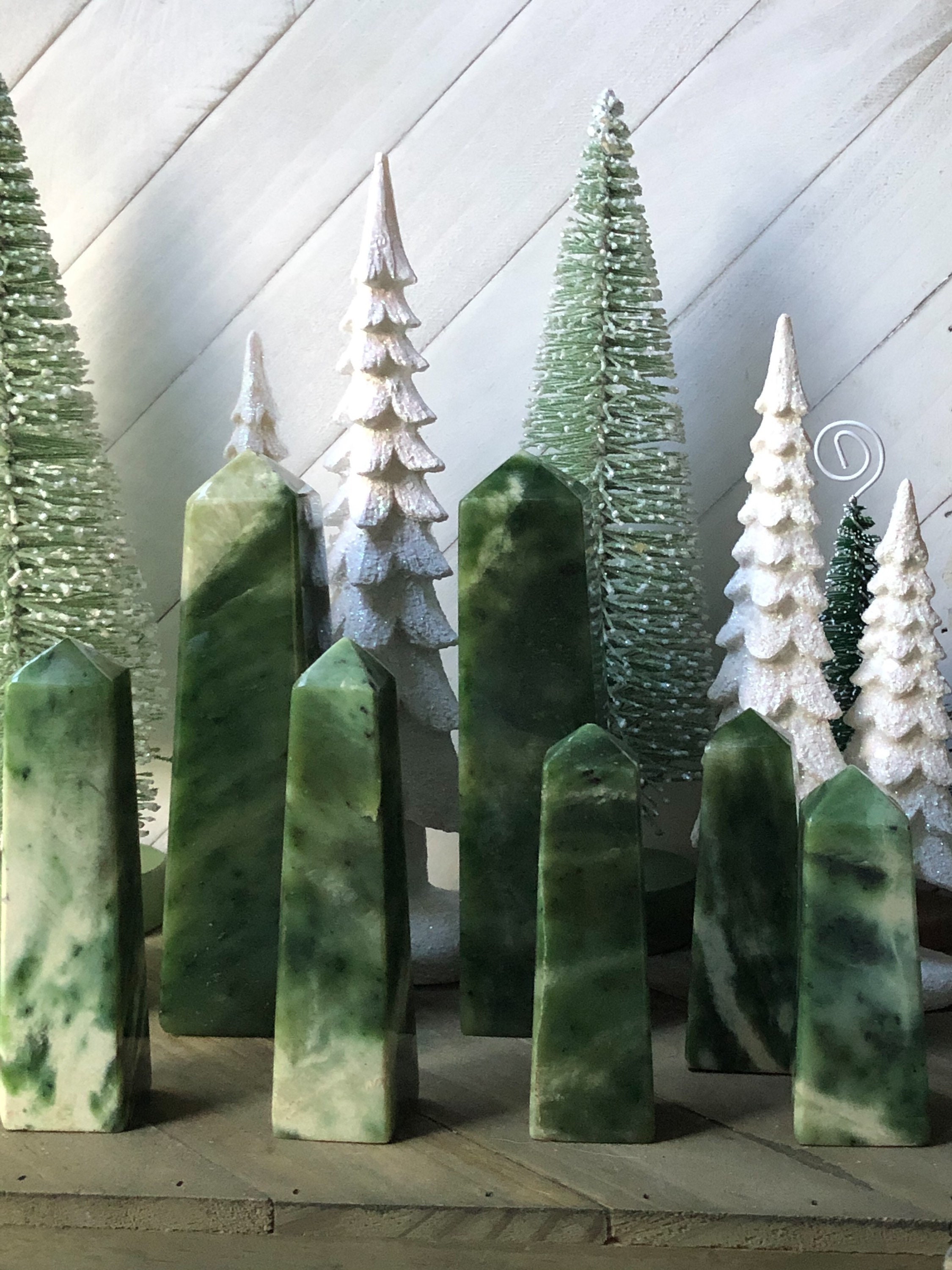 Green jade tower nephrite jade jade tower jade obelisk | Etsy