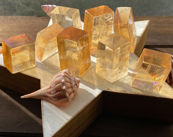 Golden Optical Calcite Crystal Iceland Spar Yellow Calcite - Etsy