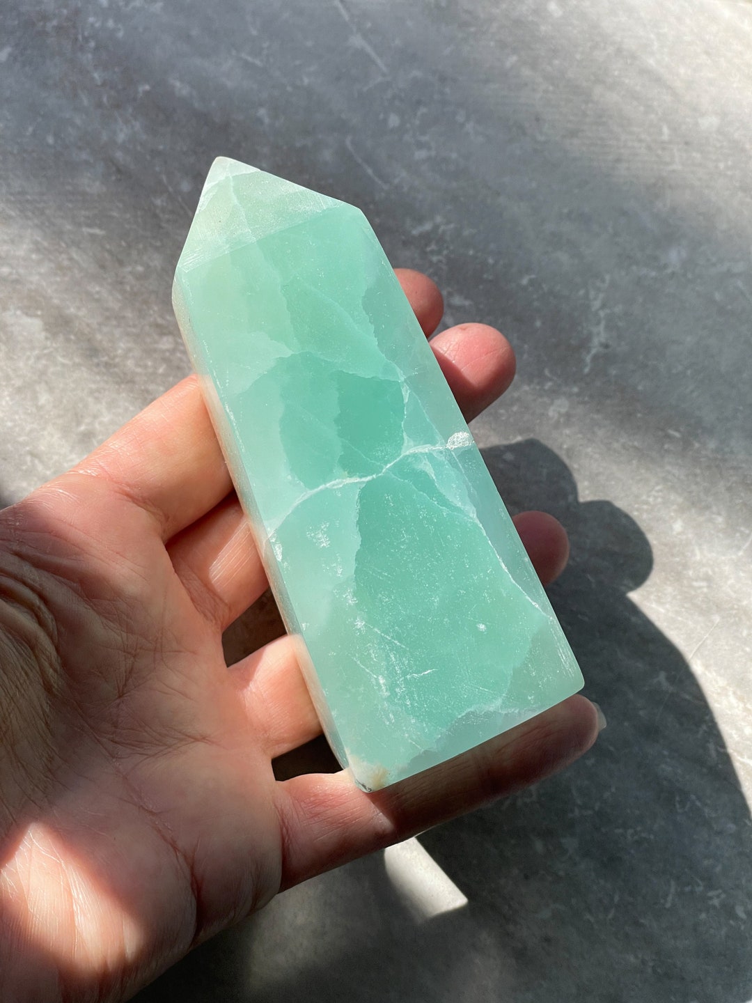 Caribbean Calcite Tower, Seafoam Calcite, Aqua Obelisk, Calming Stones ...