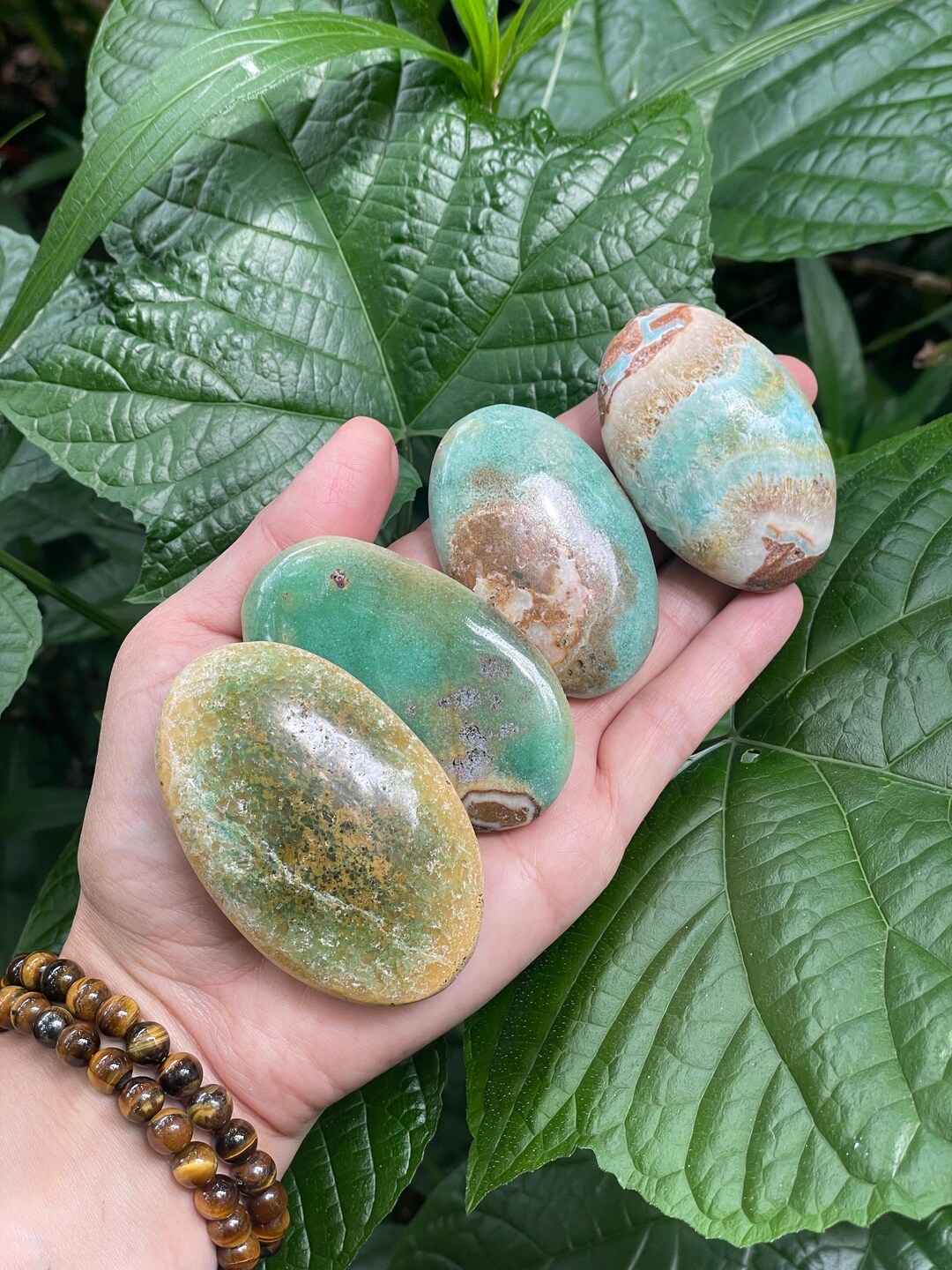 Smithsonite Palm Stones, Green Smithsonite, Blue Green Crystals, Rocks ...