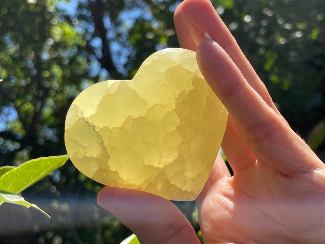Lemon Calcite Heart You Choose Yellow Calcite Healing Crystal Rocks and ...