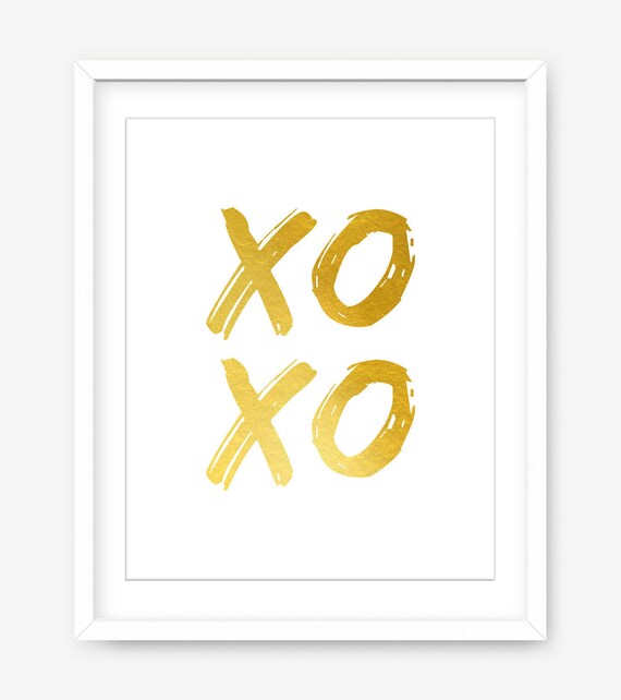 Xoxo print printable love print printable gold wall decor | Etsy