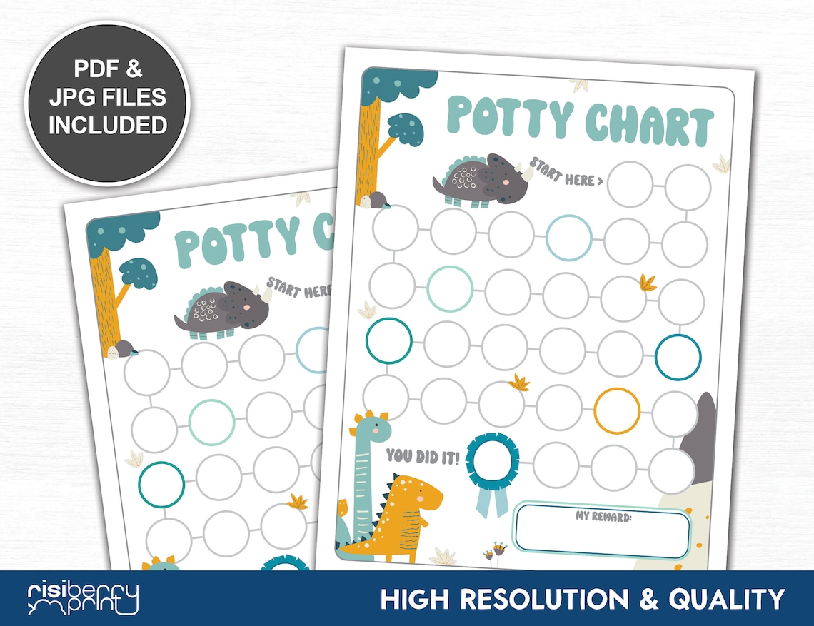 Dinosaur Printable Potty Training Chart for Toddler, Kid Reward Chart ...