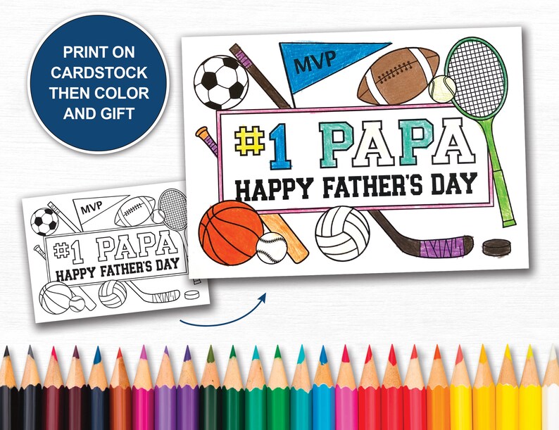 Fathers Day Bundle of Coloring Page Card Crafts From Kids DIY - Etsy
