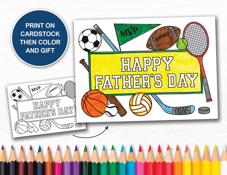 DIY Fathers Day Coloring Page Card Craft From Kids, DIY Foldable ...