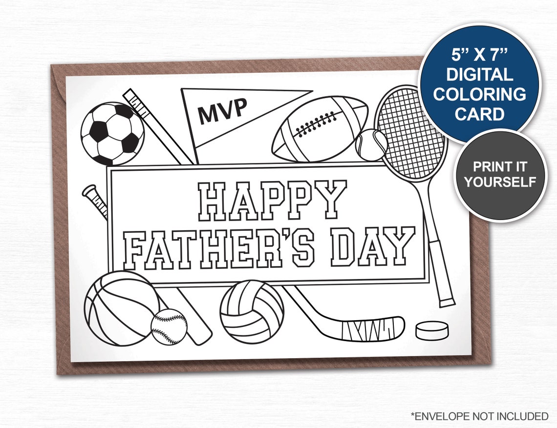 DIY Fathers Day Coloring Page Card Craft From Kids, DIY Foldable ...