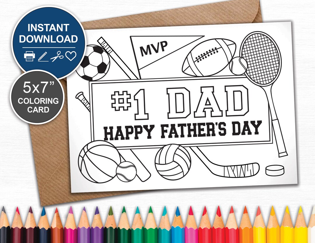 DIY Gift for Dad Fathers Day Coloring Page Card Craft From Kids, DIY ...