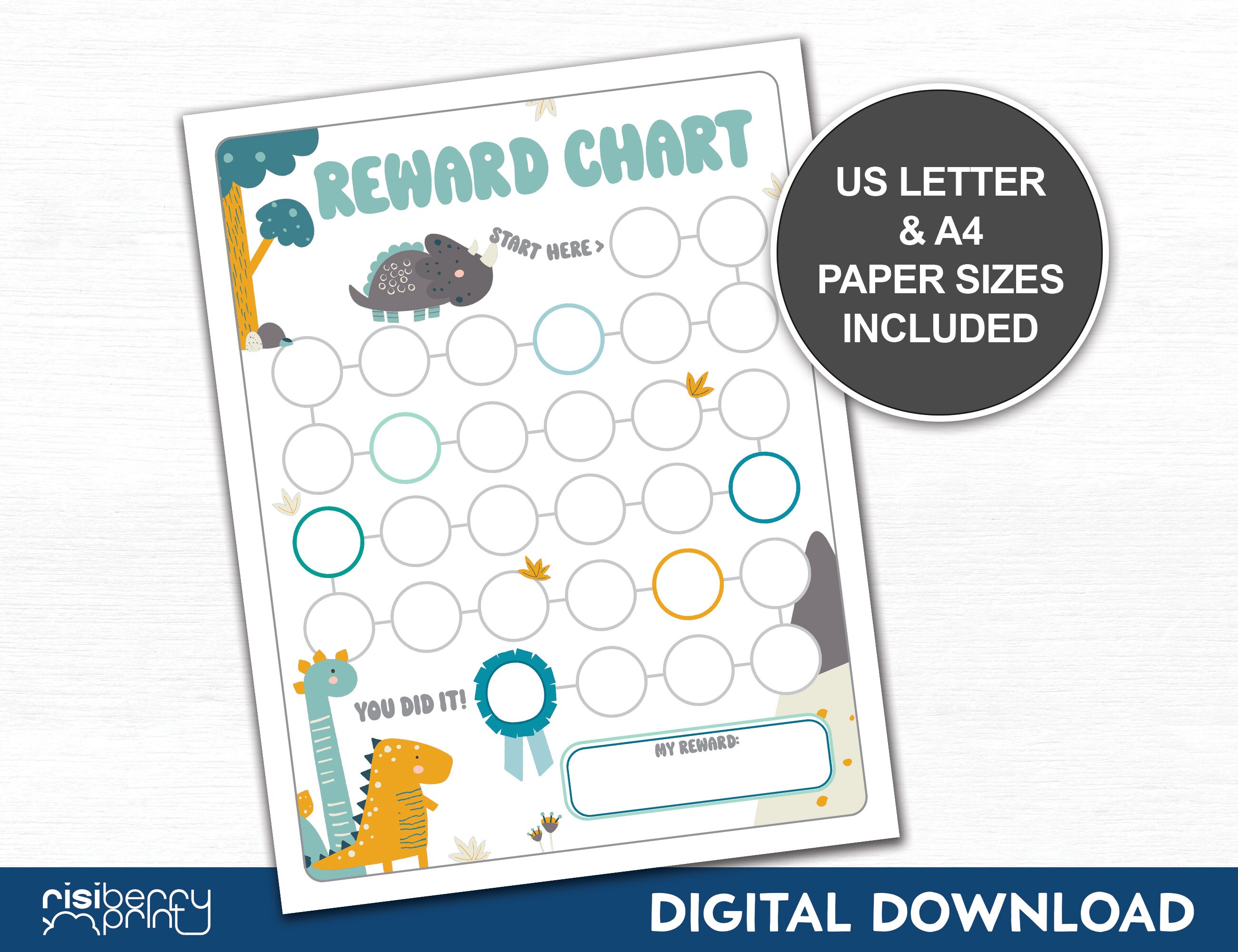 Dinosaur Printable Kids Reward Chart, Toddler Reward Chart Resource ...