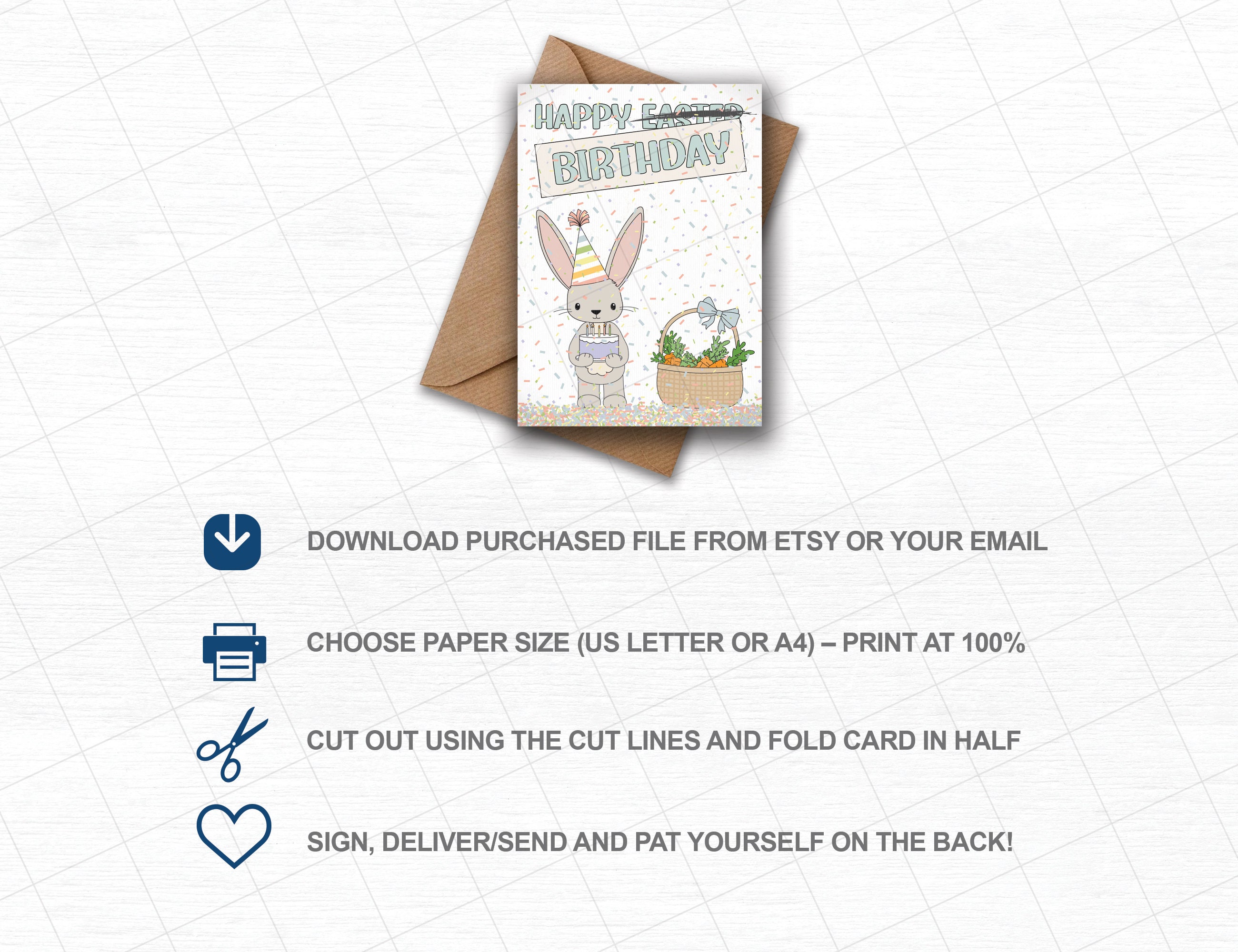 Funny April Easter Birthday Card, Illustrated Printable Card, Multiple ...