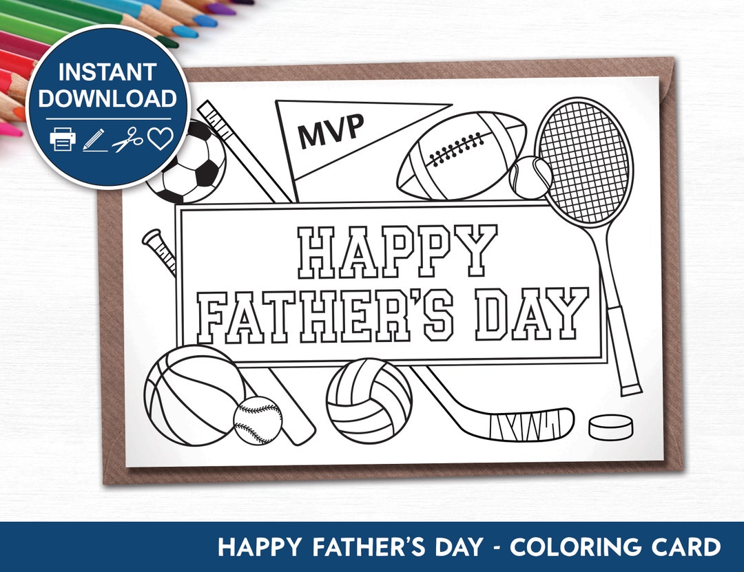 DIY Fathers Day Coloring Page Card Craft From Kids, DIY Foldable ...