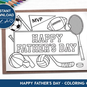DIY Fathers Day Coloring Page Card Craft From Kids, DIY Foldable ...