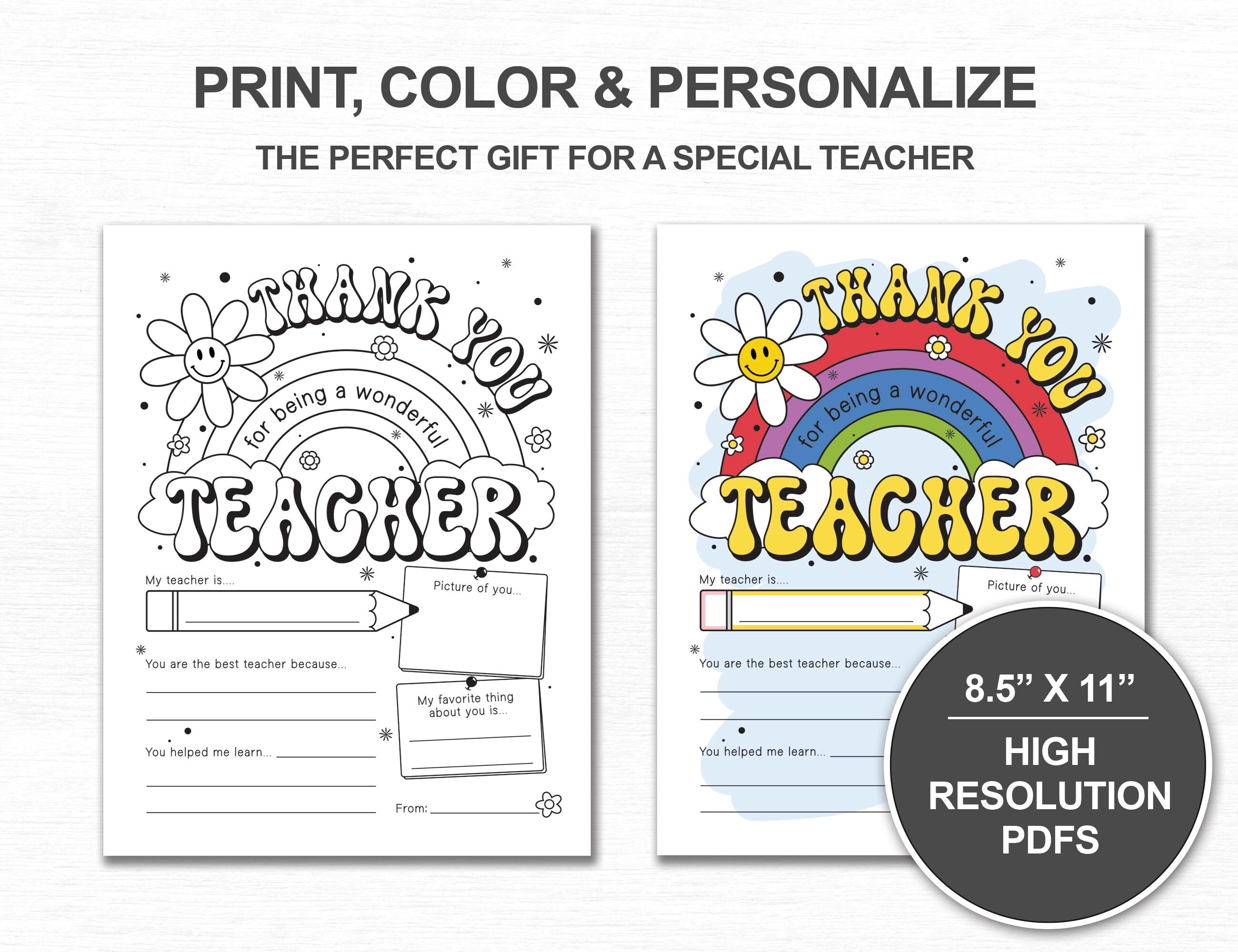 Teacher Appreciation Week Printable, Teacher Survey, Teacher Coloring ...