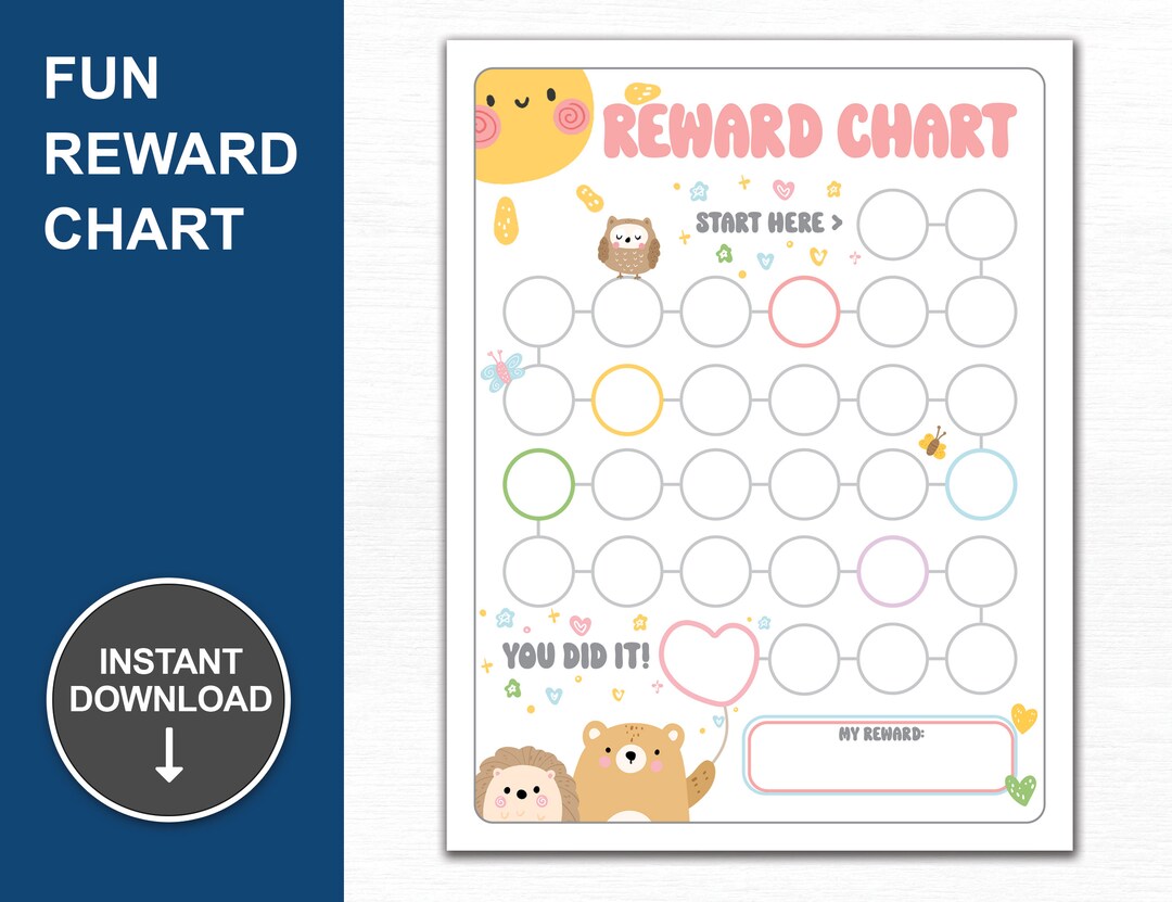 Printable Reward Training Chart for Toddler, Kid Reward Chart Resource ...