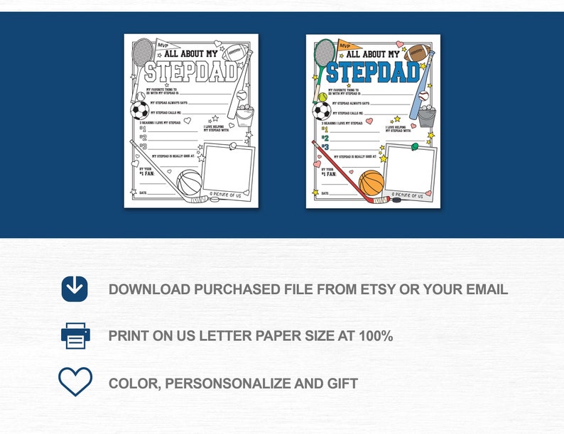 All About My Stepdad Fathers Day Gift Printable, Personalized DIY ...
