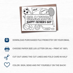 DIY Grandpa Fathers Day Coloring Page Card Craft From Grandkids, DIY ...