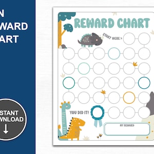 Dinosaur Printable Kids Reward Chart, Toddler Reward Chart Resource ...