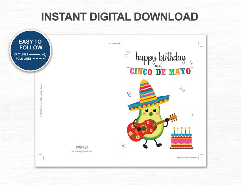 Cinco De Mayo Birthday Card, May 5th Printable Card, Happy Birthday on ...