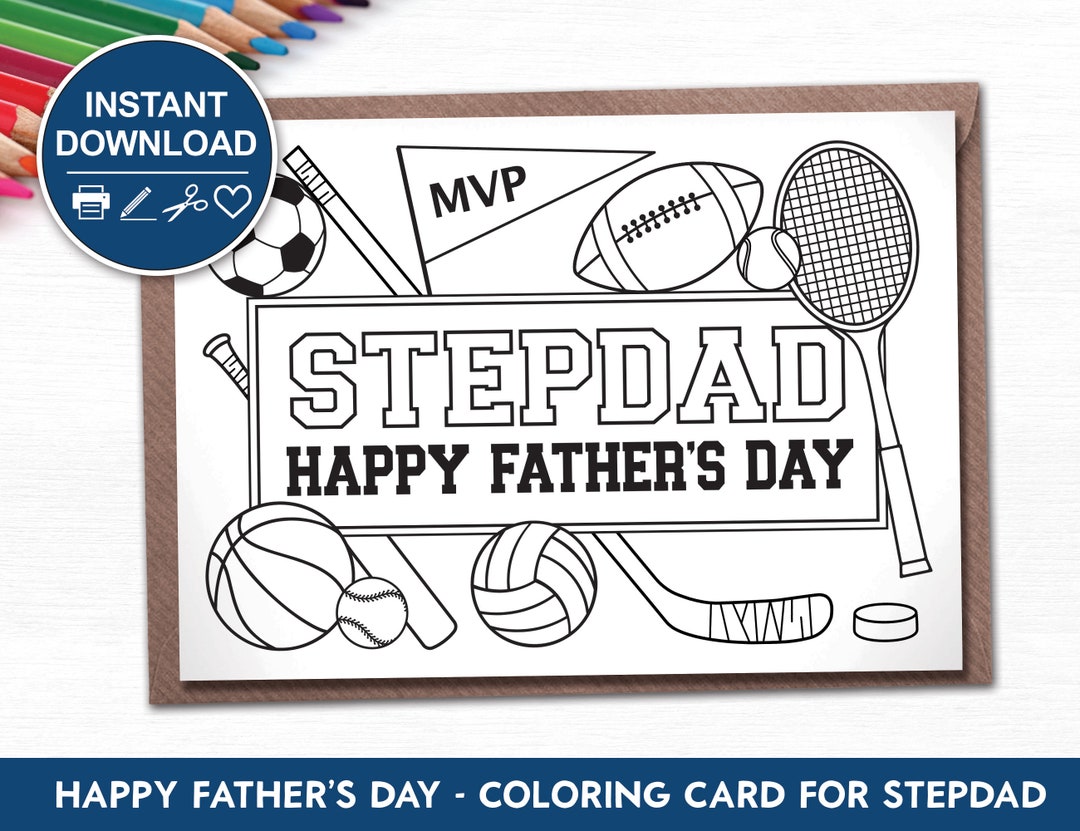 DIY Gift for Stepdad Fathers Day Coloring Page Card Craft From Kids ...