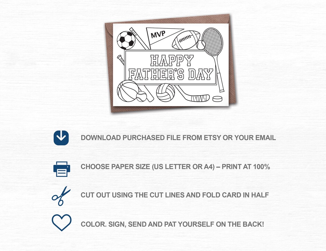 DIY Fathers Day Coloring Page Card Craft From Kids, DIY Foldable ...