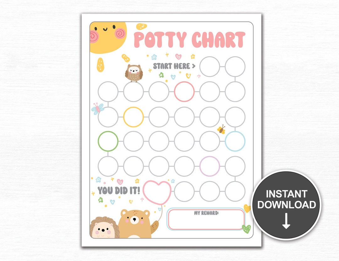 Printable Potty Training Chart for Toddler, Kid Reward Chart Resource ...