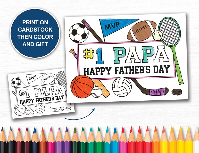DIY Papa Fathers Day Coloring Page Card Craft From Grandkids, DIY ...