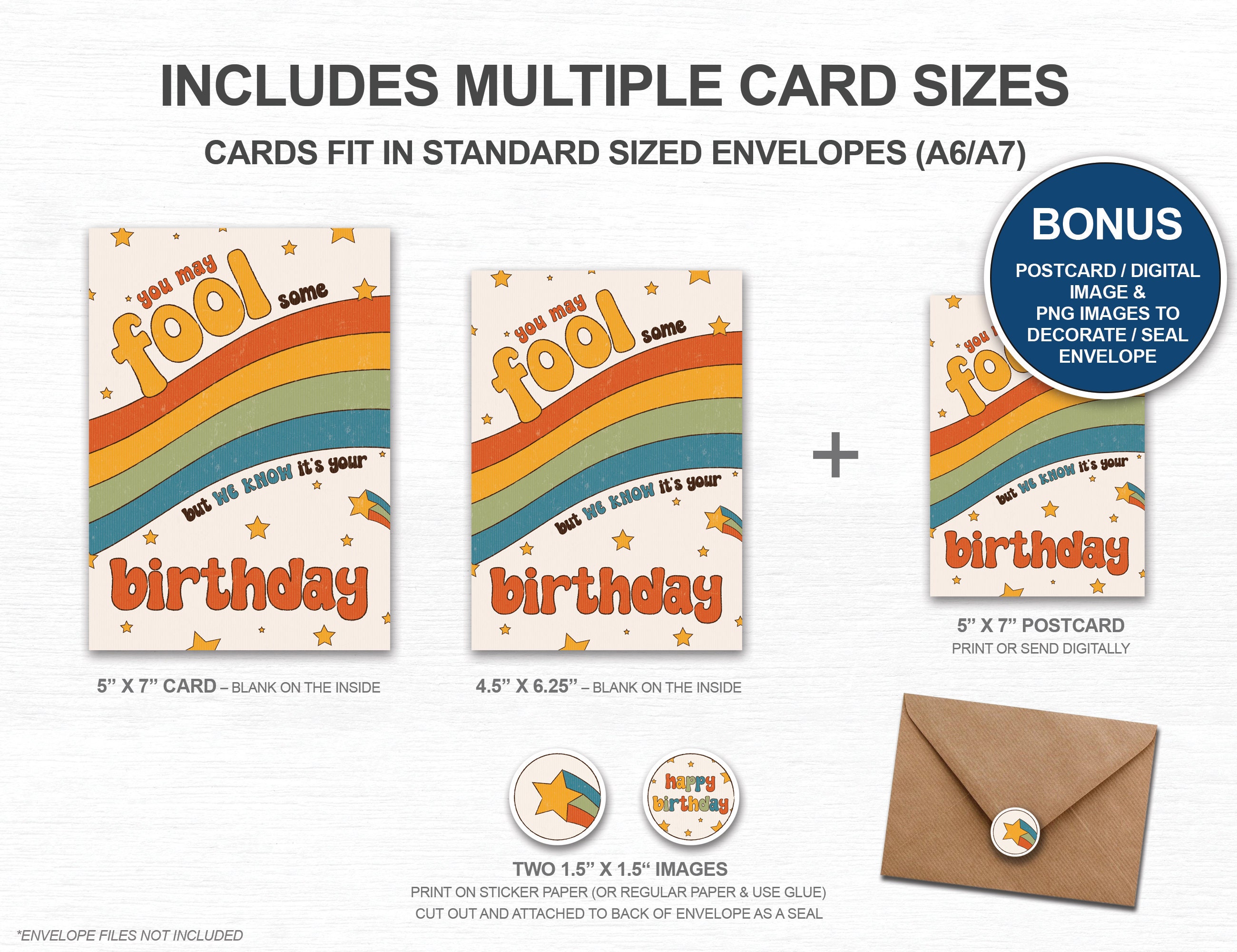 April Fools Birthday Card April First 1st Printable Card Bonus Stickers ...