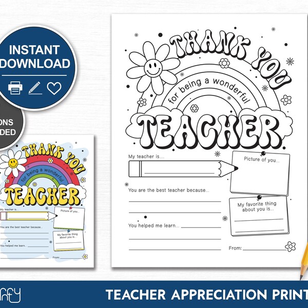 Teacher Appreciation Printable - Etsy