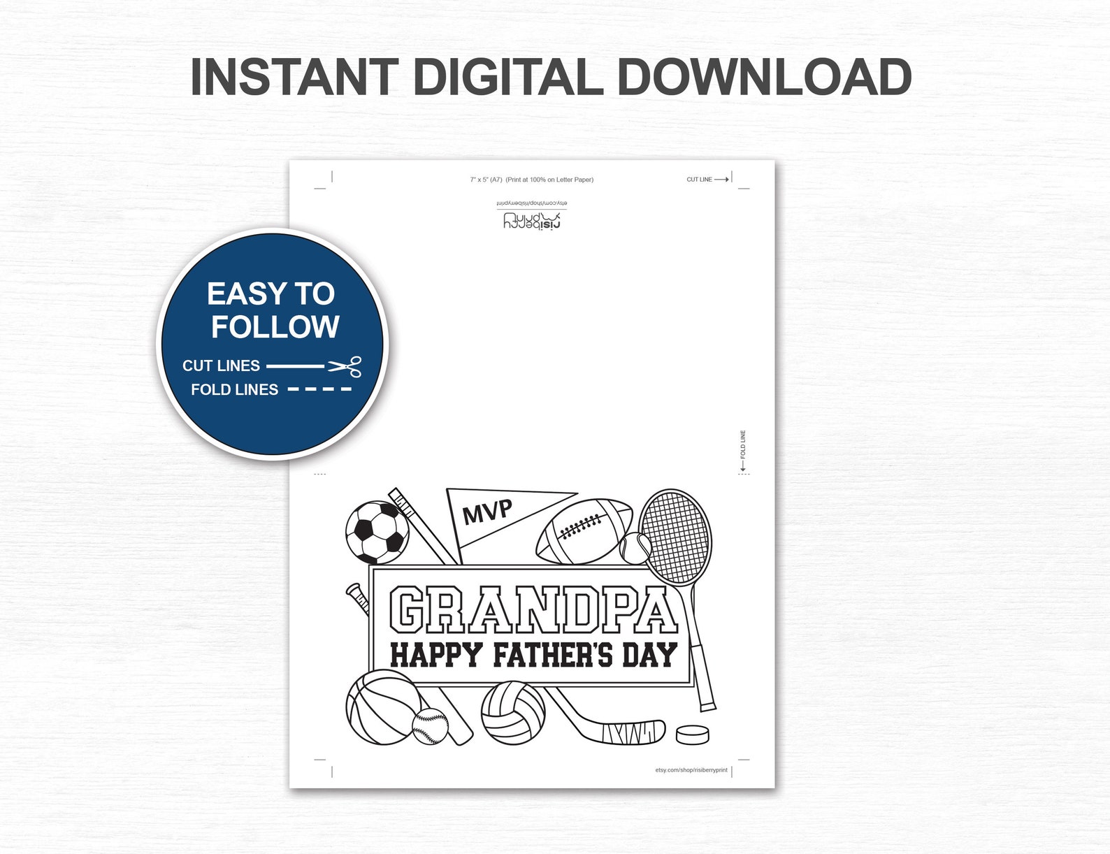 DIY Grandpa Fathers Day Coloring Page Card Craft From Grandkids, DIY ...