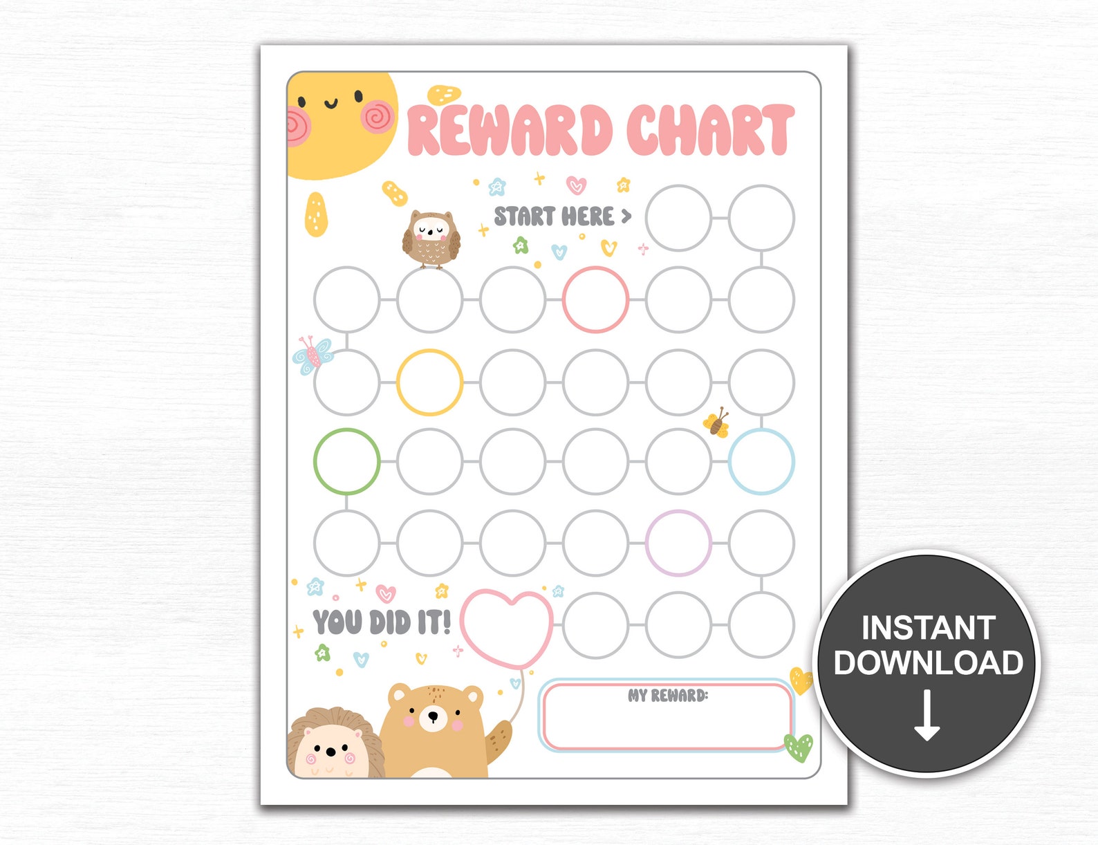 Printable Reward Training Chart for Toddler, Kid Reward Chart Resource ...